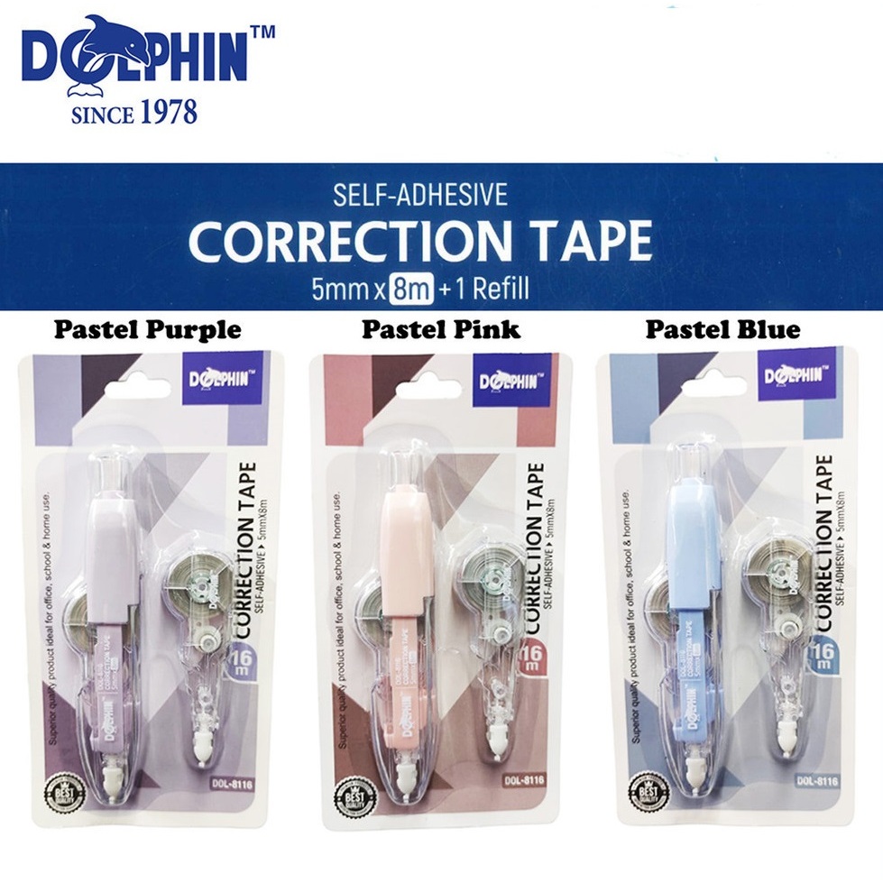 Dolphin Correction Tape + Tape Refill 5MM X 8M (DOL-8116) | Shopee Malaysia