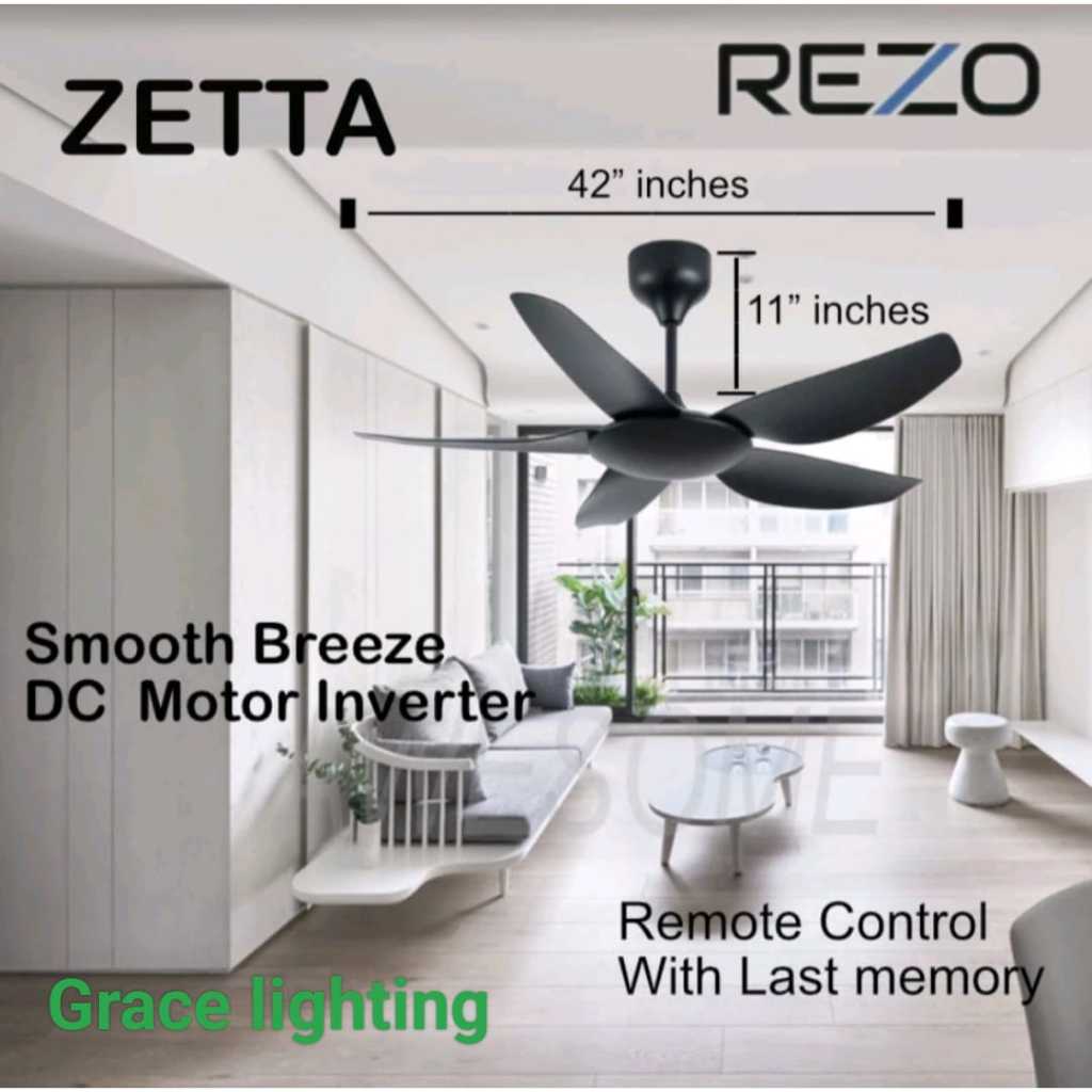 REZO ZETTA 56"/42" DC MOTOR CEILING FAN WITH REMOTE CONTROL/ KIPAS CEILING REZO [READY STOCK ...