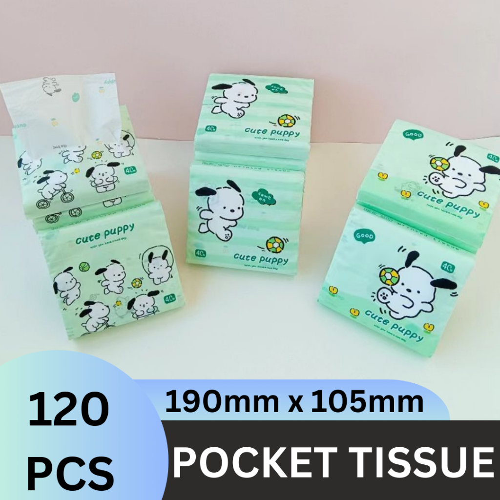 ️Puppy Cartoon Printed ️120Pcs 3 Ply Facial Tissue 190mmx105mm 40 Draws ...