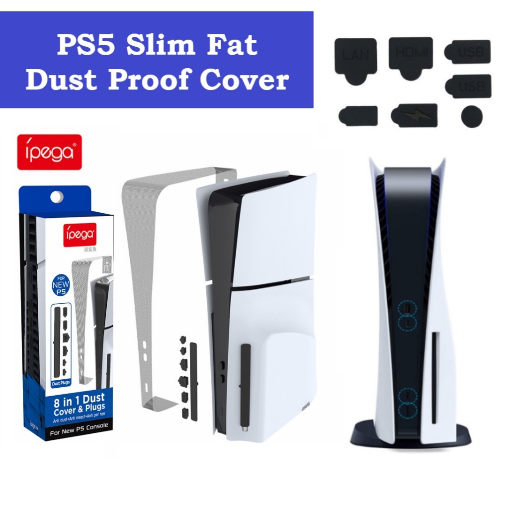 PS5 Pro Slim Fat Dustproof Cover Anti Dust Plug Cover Set HDMI LAN USB ...