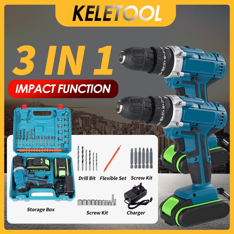keletool cordless drill set wall impact drill power electric hammer ...