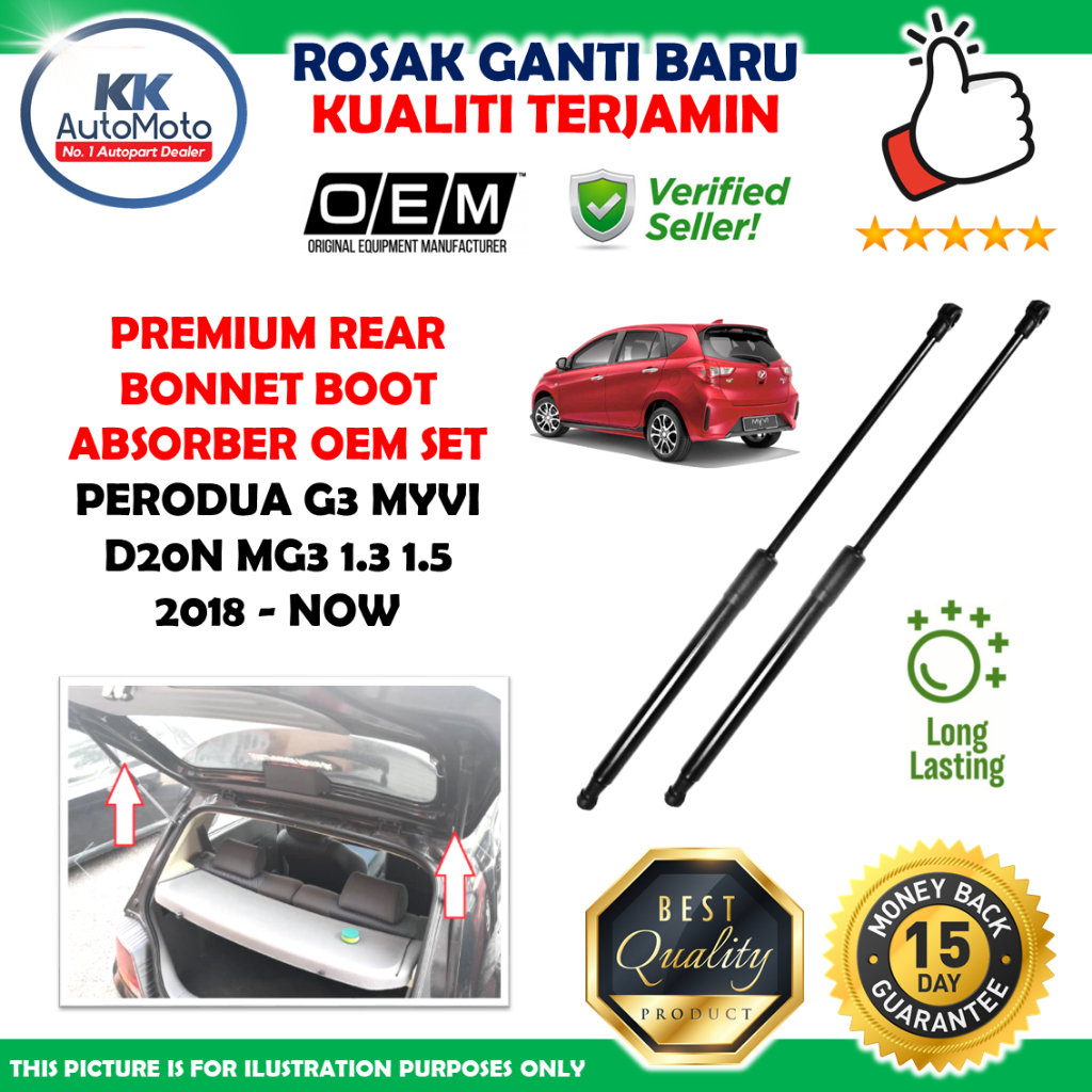 [2 BATANG] Perodua Myvi 2018 - Now D20N MG3 Premium Rear Bonnet Boot ...