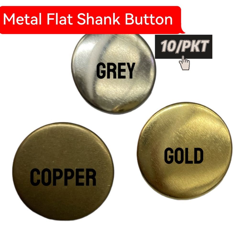 20mm/Gold Color Metal Flat Shank Button(10PCS/PKT) | Shopee Malaysia