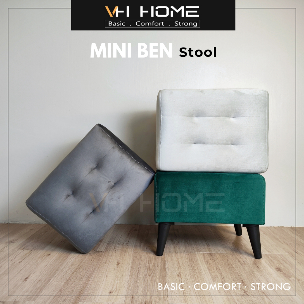 VH MINI BEN Bench Stool Bench Chair Short Stool Kerusi Velvet Bench ...