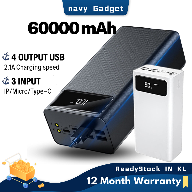 60000mAh Powerbank Fast Charging Full Capacity 4 USB Charge Ports PD ...