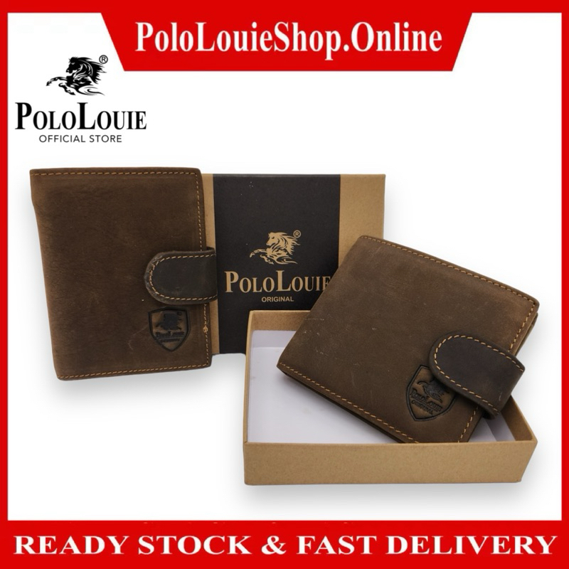 Original Polo Louie Men Genuine Cow Leather Button Wallet Bifold ...