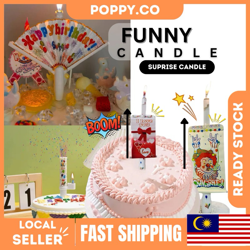 Surprise Prank Birthday Party Candle clown design banner candle Kids ...