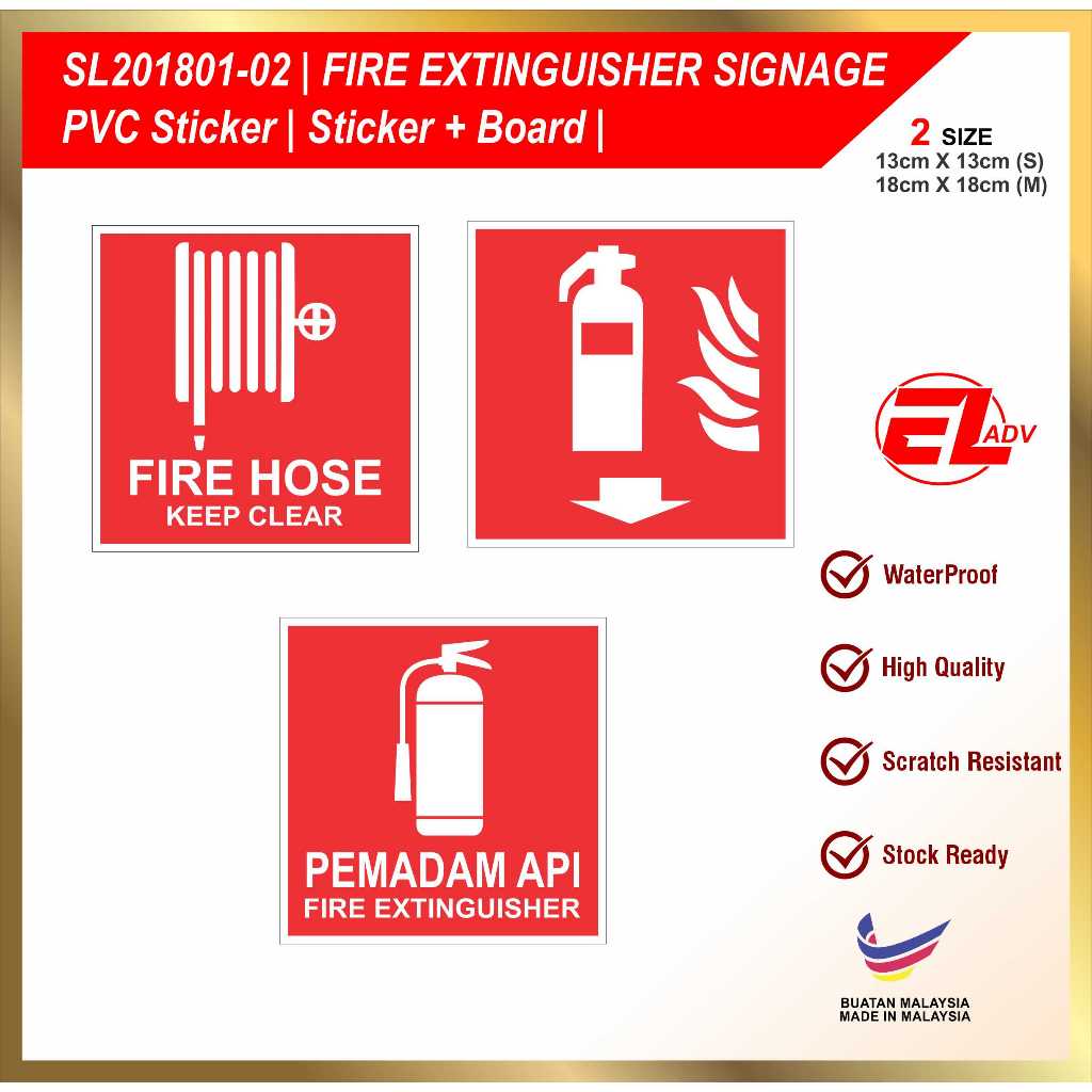SL201801-02 | Fire Hose / Fire Extinguisher | PVC Sticker | Sticker ...