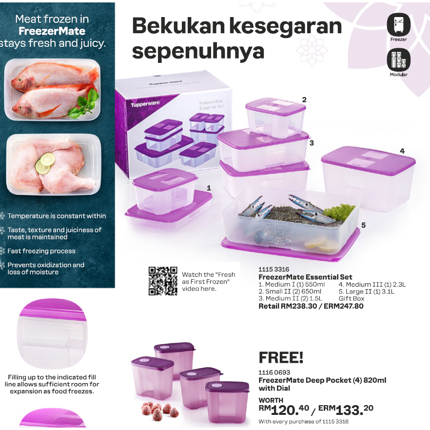 TUPPERWARE FREEZERMATE ESSENTIAL SET (7PCS) / FREE FM DEEP POCKET 820ML (4PCS) | Shopee Malaysia