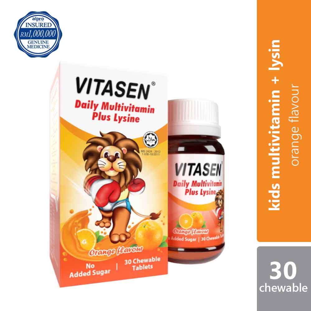 VITASEN DAILY MULTIVITAMIN PLUS LYSINE ORANGE 30'S | Shopee Malaysia