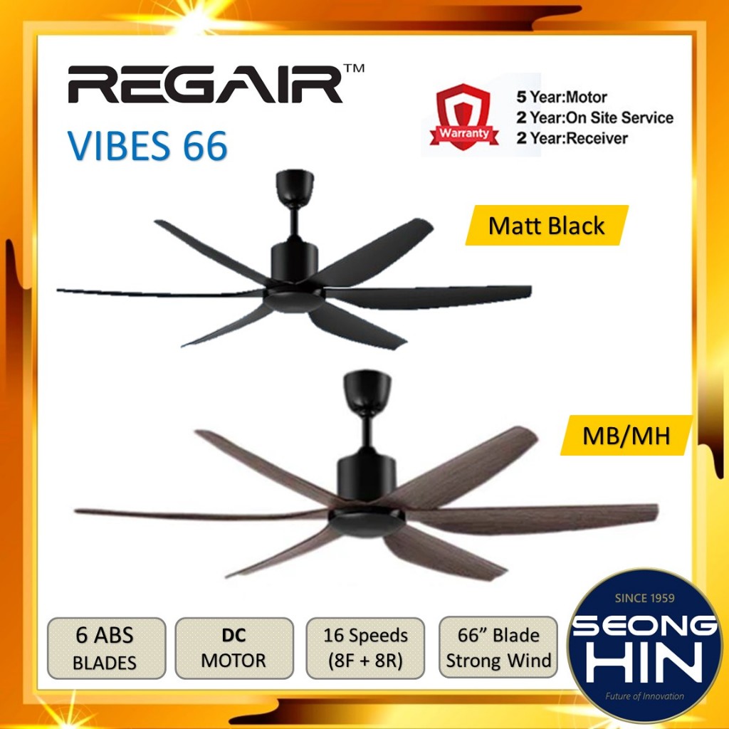 Regair Vibes 66 Ceiling Fan 6 Blades / kipas Siling besar 66″ Vibes66 ...
