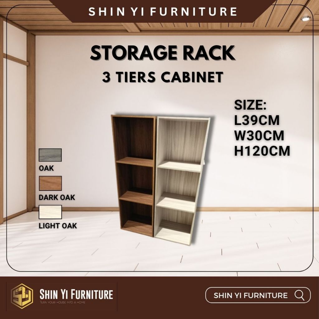 [SARAWAK] 3 Tier Storage Rack Color Box Bookcase Multipurpose Cabinet ...
