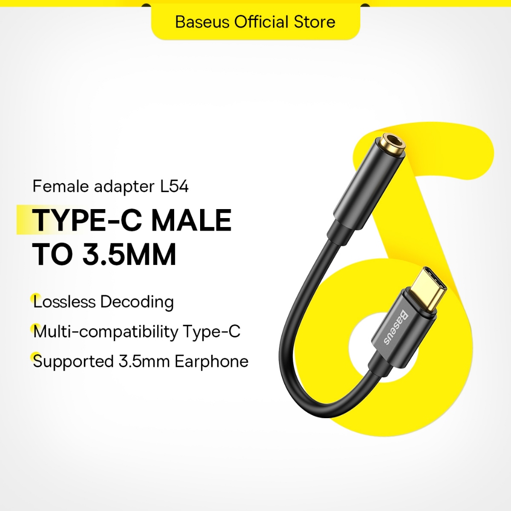 Baseus Type C Male to 3.5mm Female Adapter Converter Headphone Jack ...