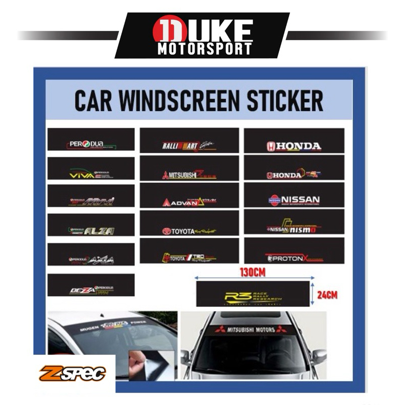 Sticker Front Car Windscreen Windshield Sticker 130cm X 24cm Car Mirror ...