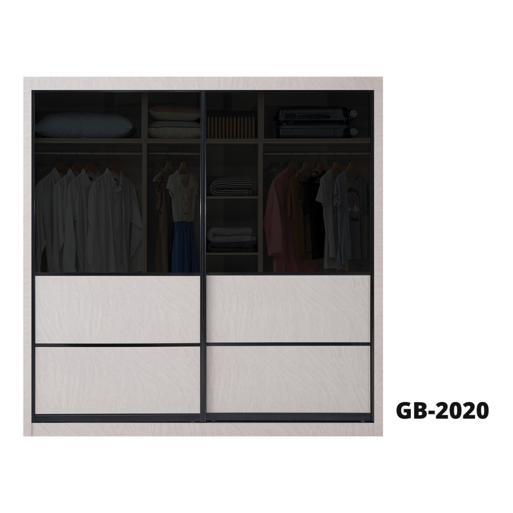MIXBOX GOLD SERIES (2020) -Wardrobe 2 Sliding Door Width 5-10 feet x Height 8 feet | Shopee Malaysia