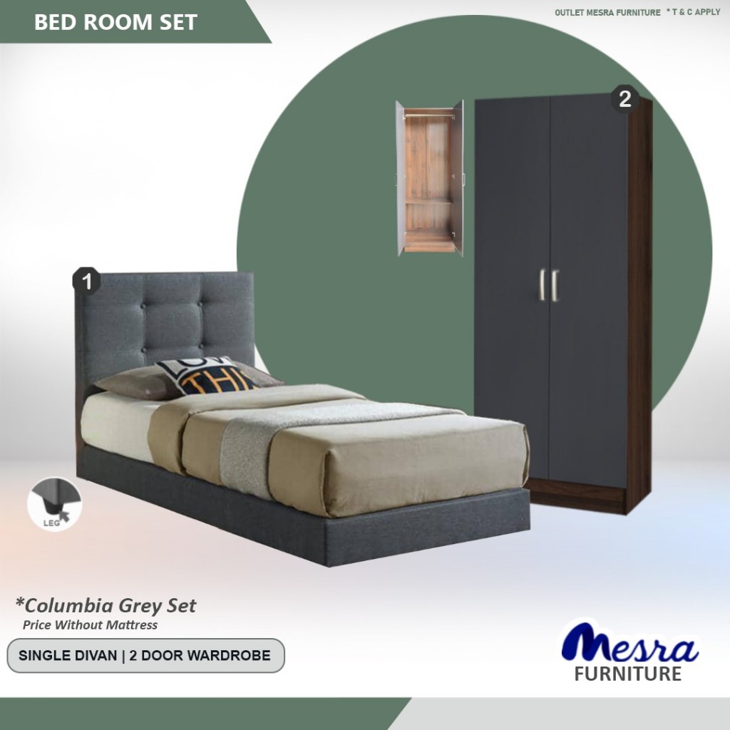 MESRA - 2 Door Wardrobe bedroom set/Almari Baju / Almari Pakaian ...