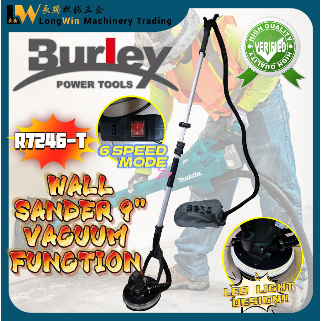 BURLEY R7246T 9" Giraffe Drywall Sander With Vacuum Function LED Light ...