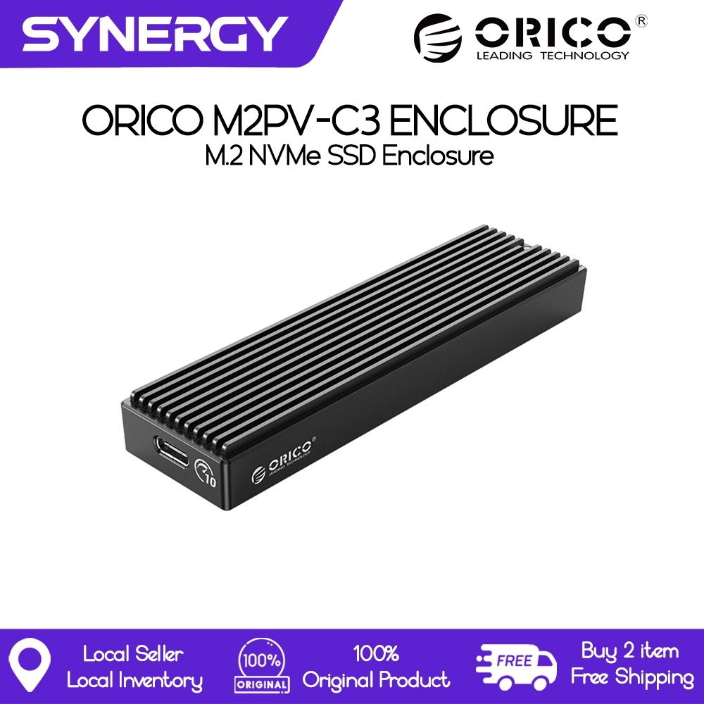 Orico M2PV-C3 M.2 NVMe SSD Enclosure with USB3.1 GEN2 Type-C, Easy ...