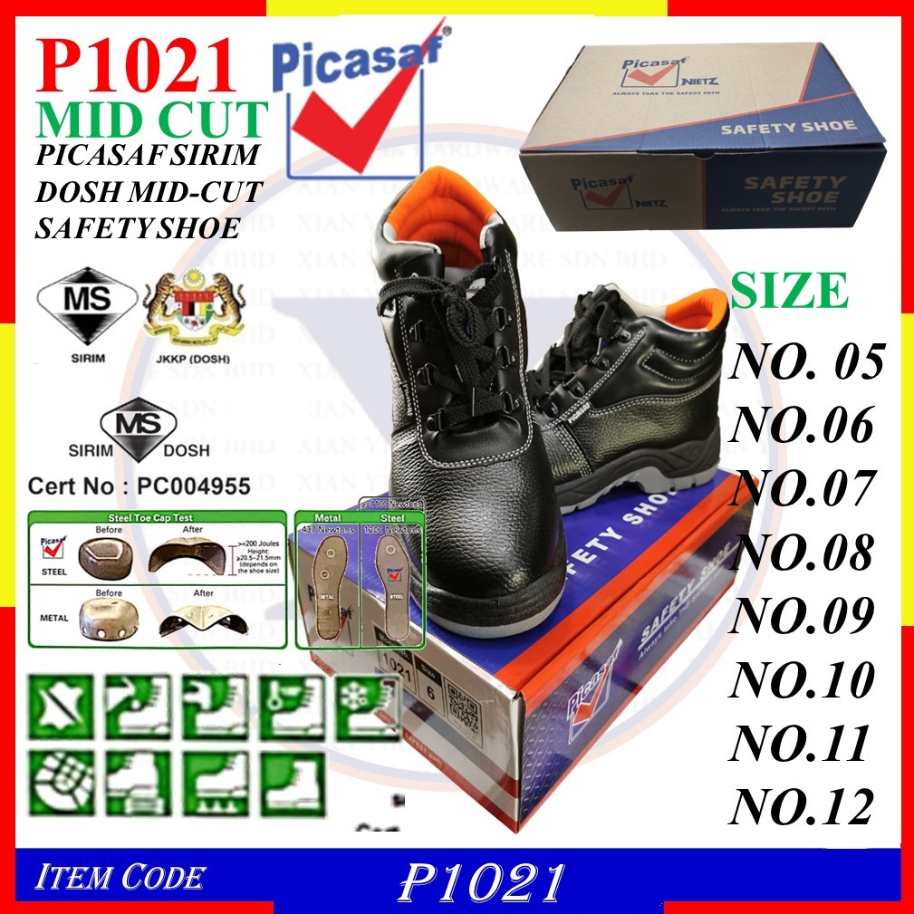 P1021- PICASAF SIRIM DOSH MID-CUT SAFETY SHOE (SIRIM APPROVE) | SAFETY ...