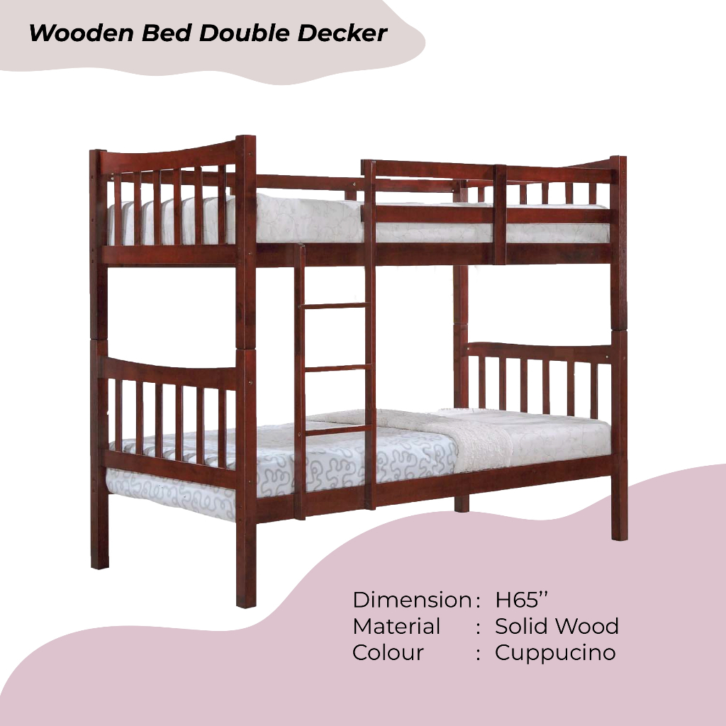 DOUBLE DECKER WOODEN 3' BED/SINGLE BED/DOUBLE LAYER BED/WOODEN BED ...