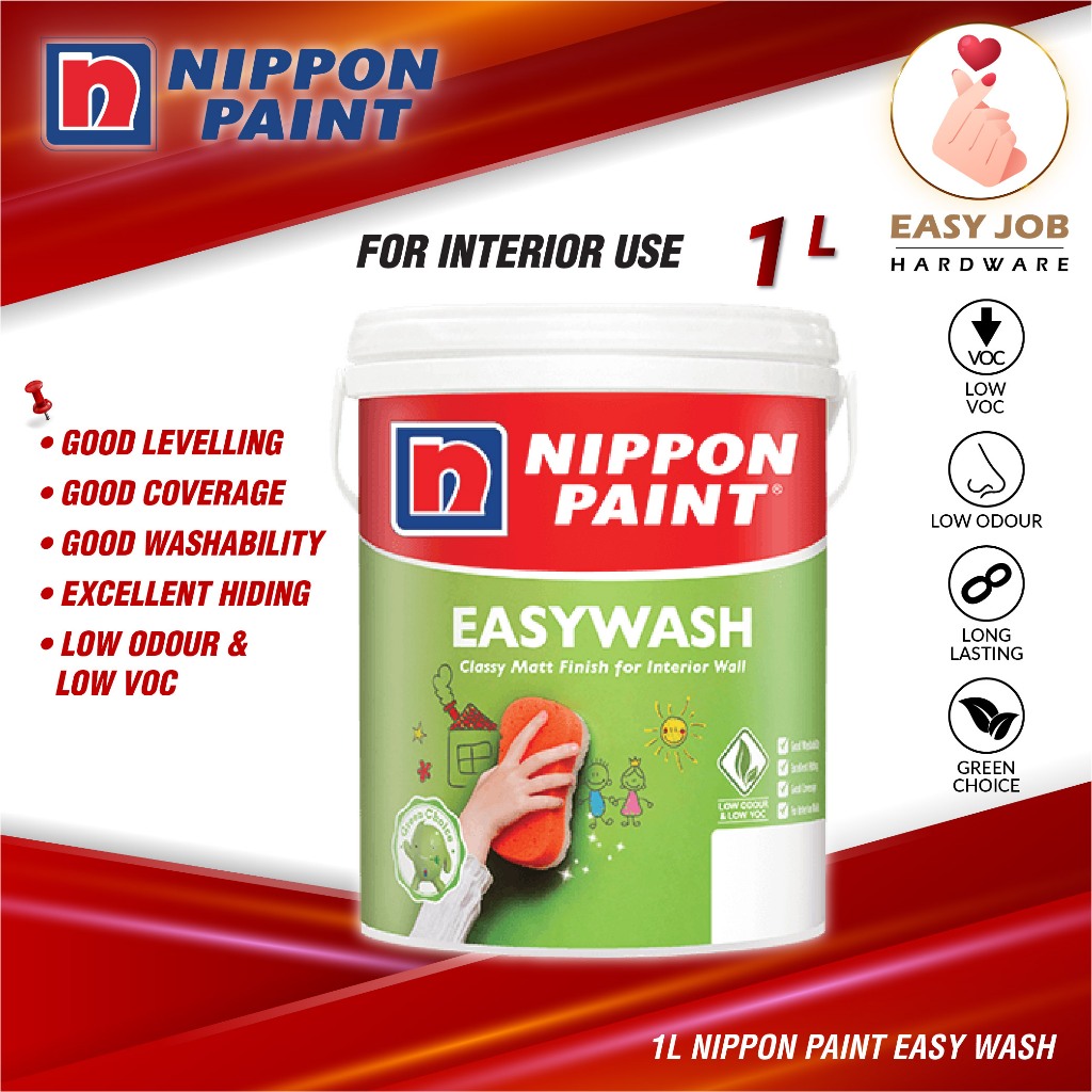 1L Nippon Paint Easy Wash Cat Nippon Paint Dinding Dalaman Nippon Easy ...