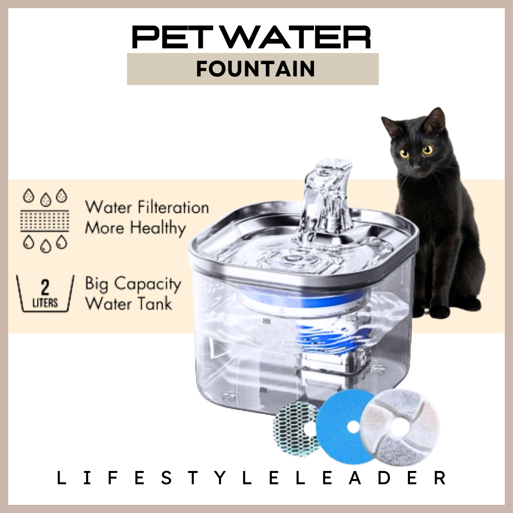Zehco 2L Cat Water Dispenser with Filter USB Automatic Water Fountain ...
