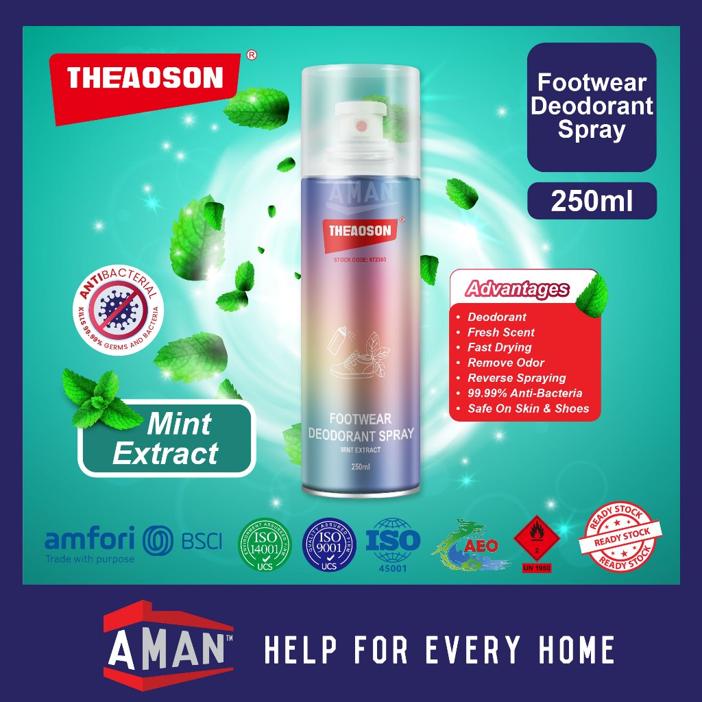 THEAOSON Shoes Deodorant Spray Shoe Spray Sock Footwear Freshener Anti ...