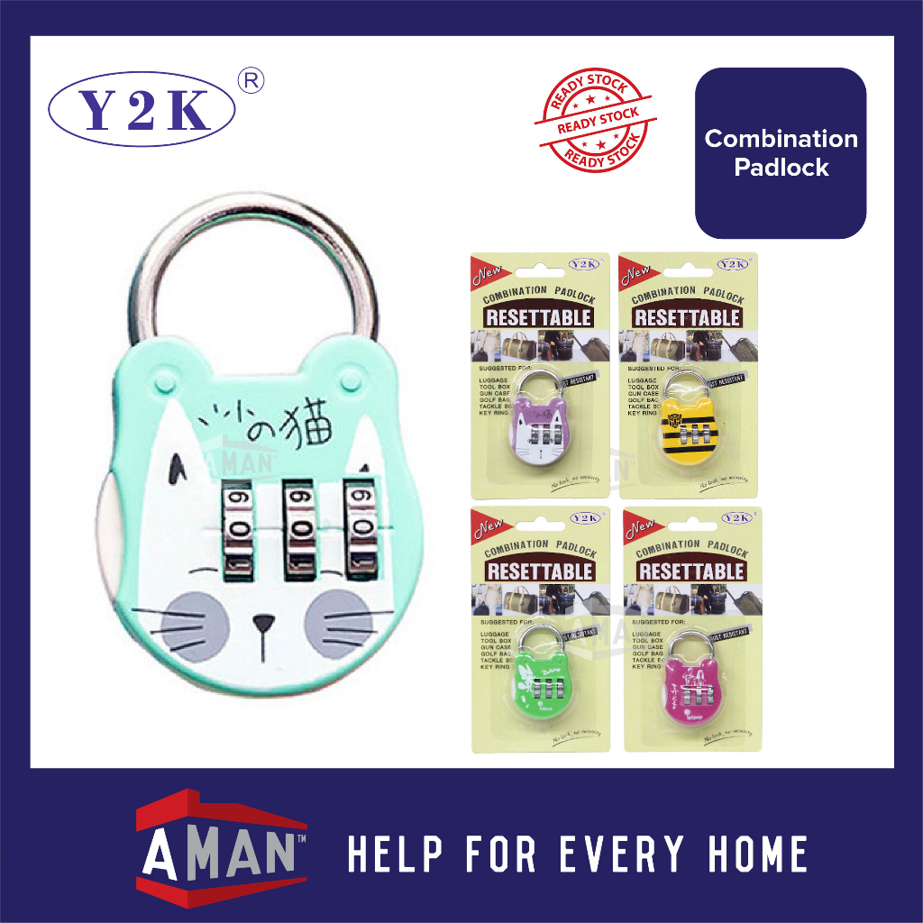 Y2K Luggage Lock 3 Digit Resettable Travel Padlock Password Lock ...