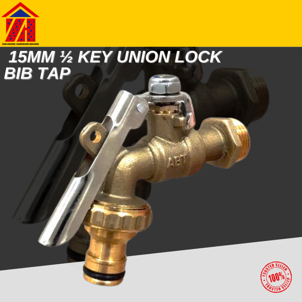 L MALL 15mm ½ Key Union Lock Bib Tap Paip Air Tembaga Kunci | Shopee ...