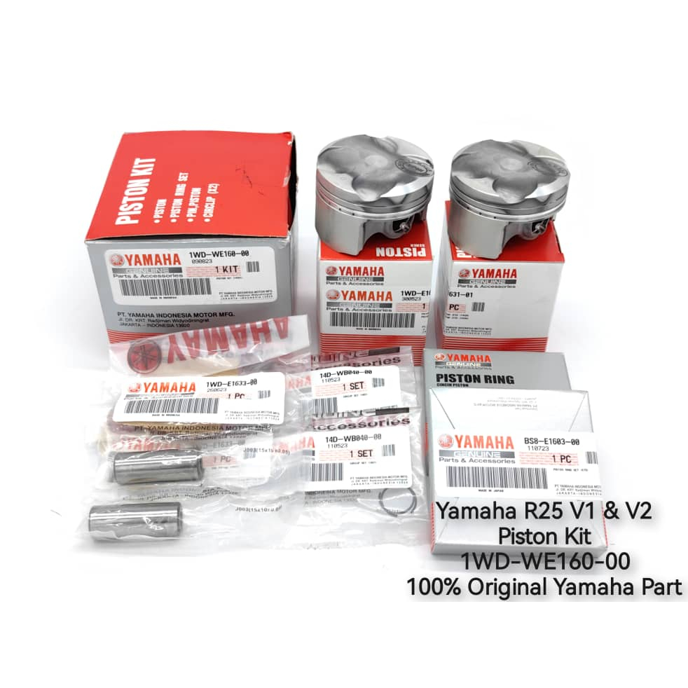 YAMAHA R25 PISTON KIT SET (TWO SET) 100% ORIGINAL YAMAHA - 1WD-WE160-00 ...