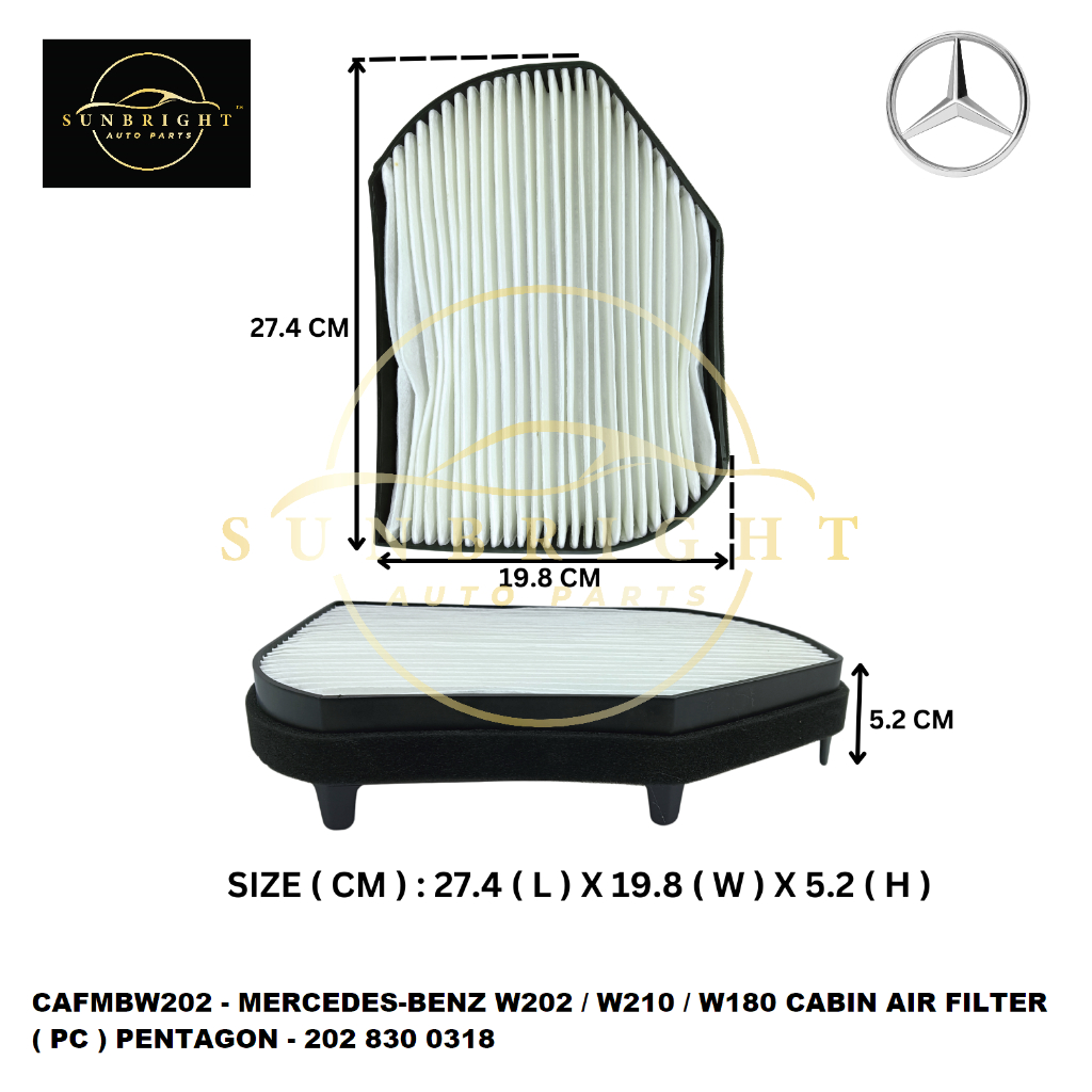 MERCEDES-BENZ W202 / W210 / W180 CABIN AIR FILTER ( PC ) PENTAGON - 202 ...