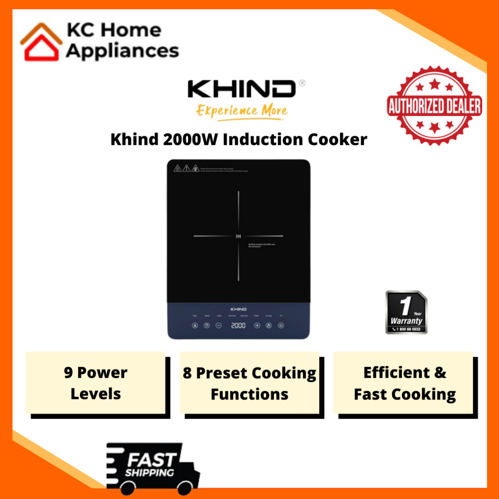 Khind Single Burner Induction Cooker | 2000W | 9 Power Levels | 8 ...