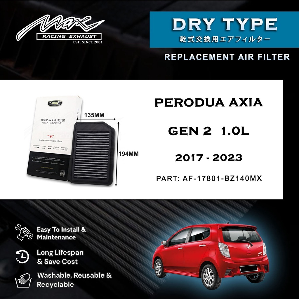 Perodua Axia Gen 2 1.0L 2017-2023 17801-BZ140MX Max Racing Exhaust ...