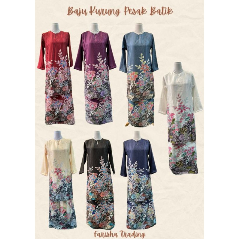 Baju Kurung Pesak Sutera Batik Jackquard Silk / Kurung Pesak 2024 ...