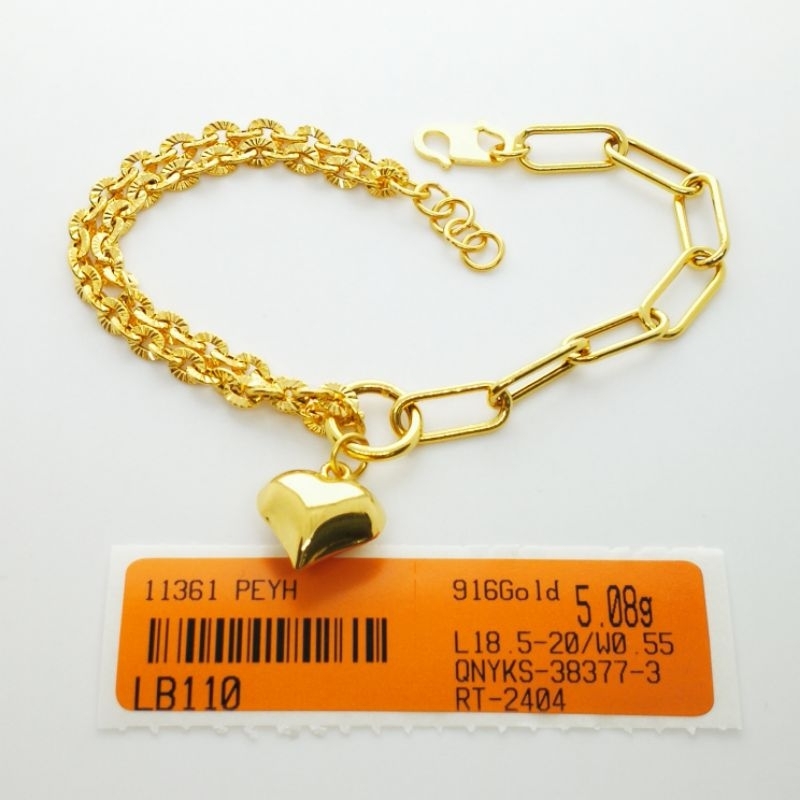 Rantai Tangan Paper Clip P olo Love Emas 916 Yon Hing | Shopee Malaysia