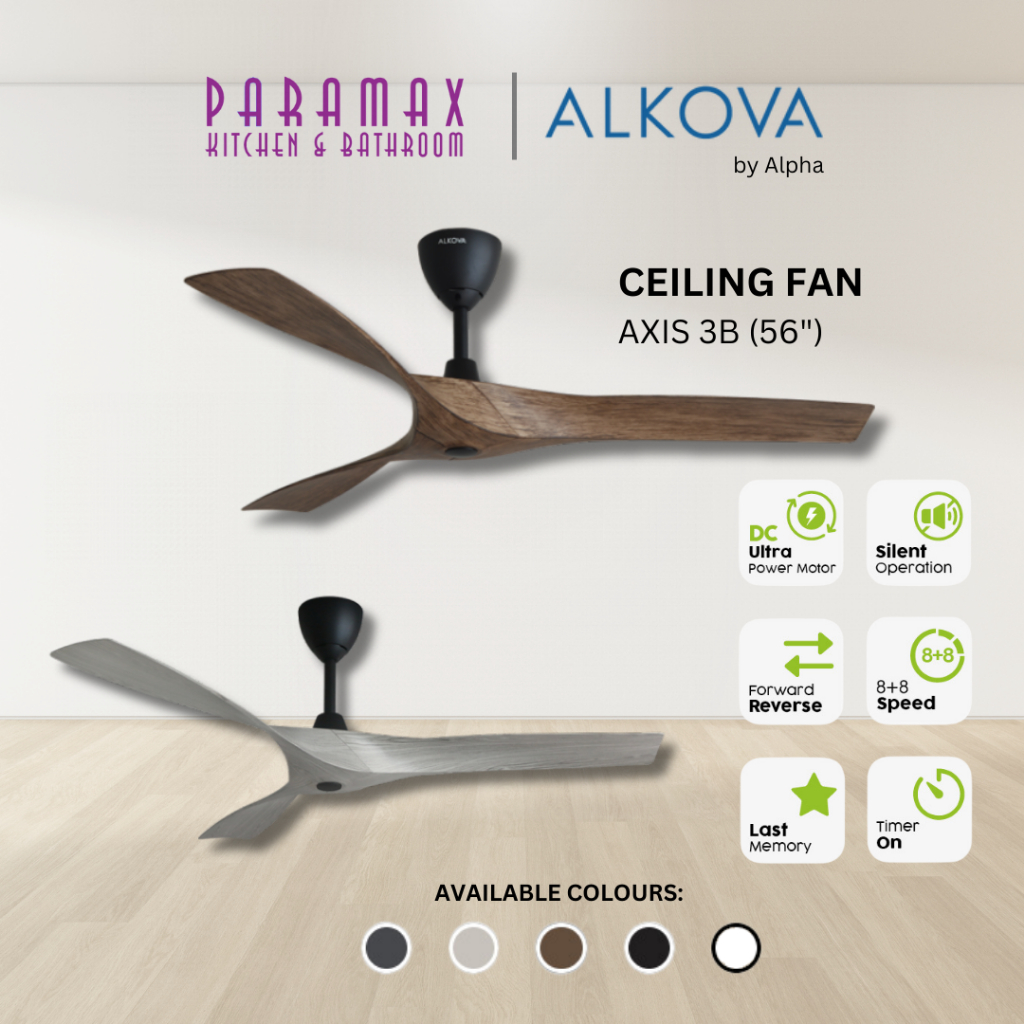 ALPHA Alkova Axis DC Motor Ceiling Fan 3 Blades (56") | Shopee Malaysia