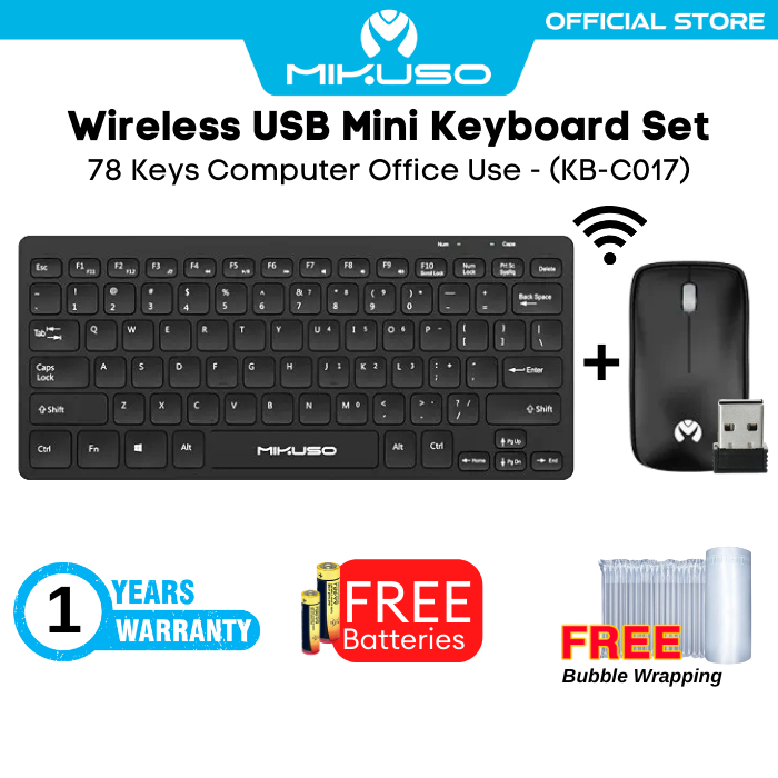 MIKUSO Papan Kekunci Wireless 2.4GHz Mini Slim KB-C017 | 75% PC Laptop ...