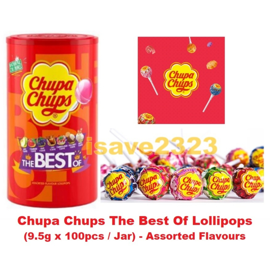[HALAL] Chupa Chups The Best Of Lollipop (9.5g x 100 Sticks / Jar) - Assorted Flavours | Shopee ...