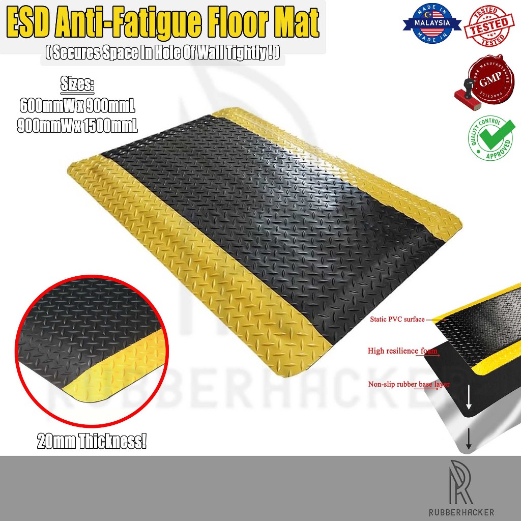 Esd Anti Fatigue Mat With Anti Static Properties 20mm X 600mm X 900mm Or 20mm X 900mm X 1500mm
