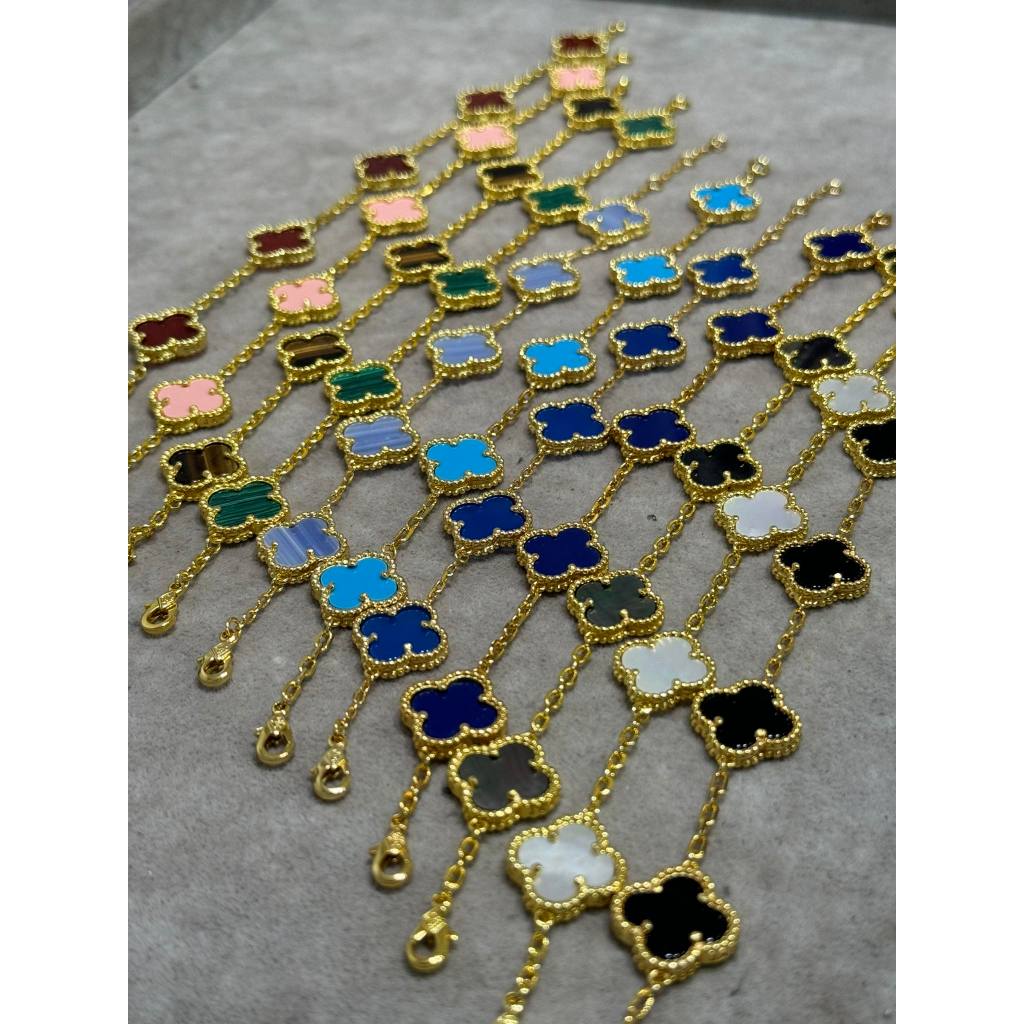 Van Platinum Plated Leaf Clover Ten Flower Short Chain VCA cleef ...