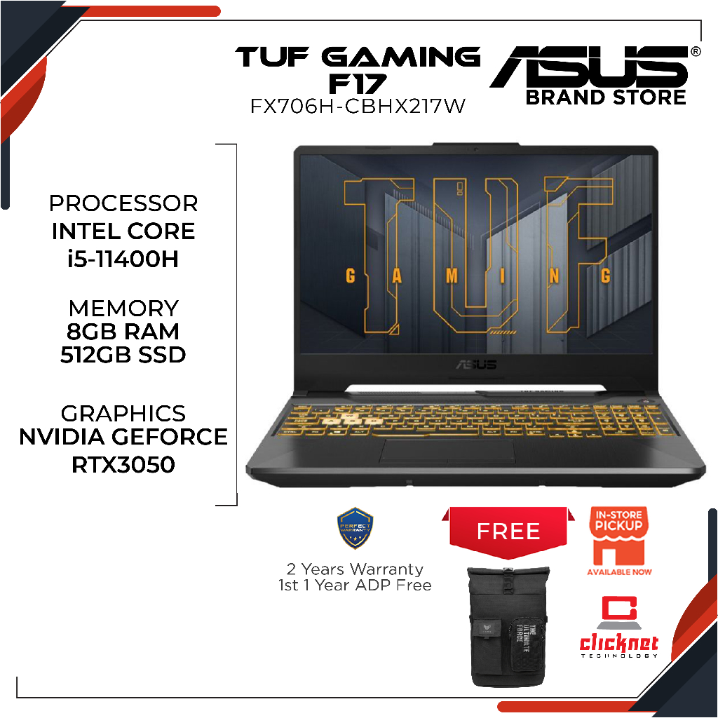 ASUS TUF GAMING FX706H-CBHX217W (I5-11400H, 8GB, 512GB SSD, RTX3050_4GB ...