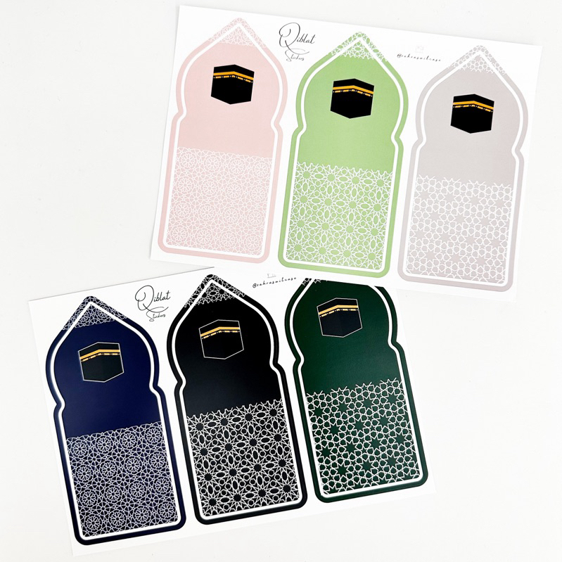 Set Of 3 Qiblat Kiblat Stickers Water Proof Pp Penunjuk Penanda Arah