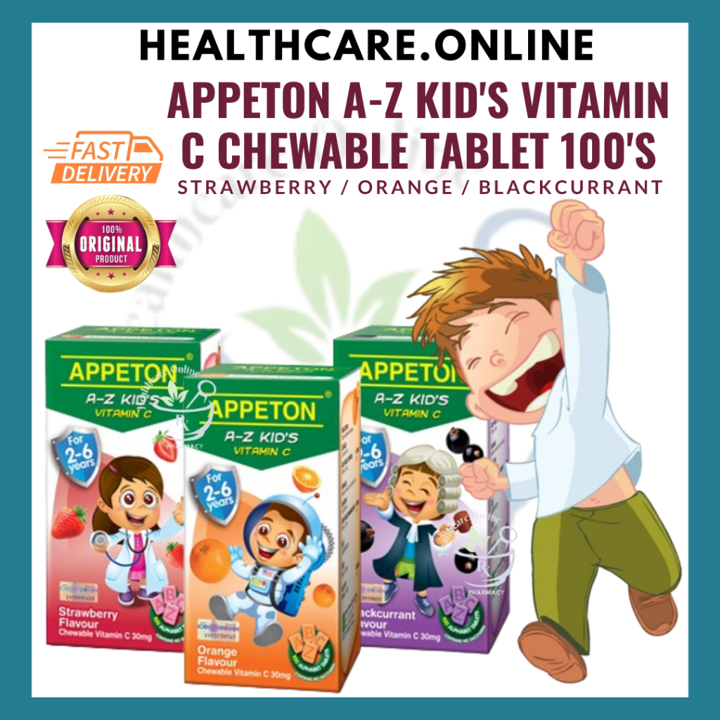 APPETON A-Z KID's VITAMIN C CHEWABLE TABLET 100's - BLACKCURRANT/ORANGE ...