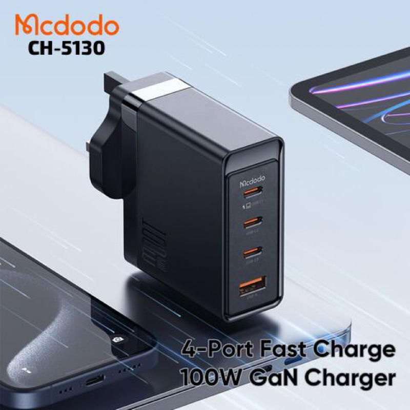 MCDODO CH-513 100W GaN Super Fast Charger PD 3.0 + QC 4.0 22.5W 4-Port ...