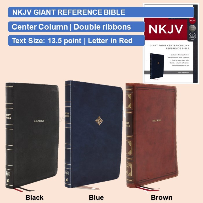 NKJV Giant Print Reference Bible Center Column | Font Size 12 | Red Letter | Indexed or non ...