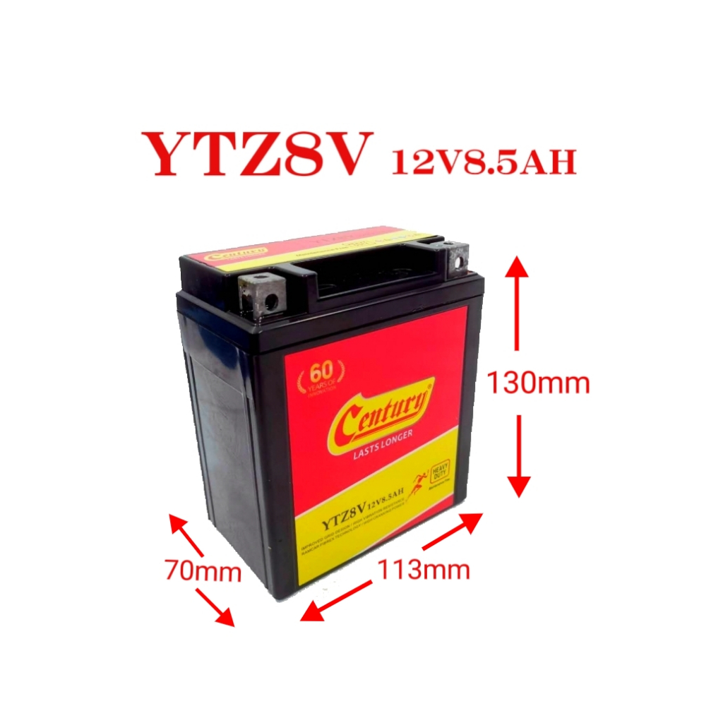 YTZ8V BATTERY GEL (12V8.5AH) YAMAHA R25 / XMAX / RFS150 / KLX150 / DZM200 113mm(L) x 70mm(W) x ...