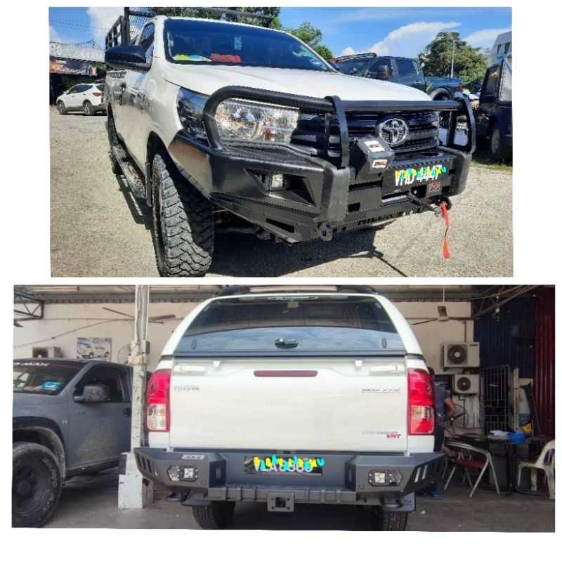 4x4 heavy duty front bull bar complete with skid plate & rear bull bar ...