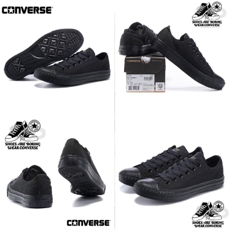 Premium Quality Converse All Black Working School Casual Sneakers Kasut ...