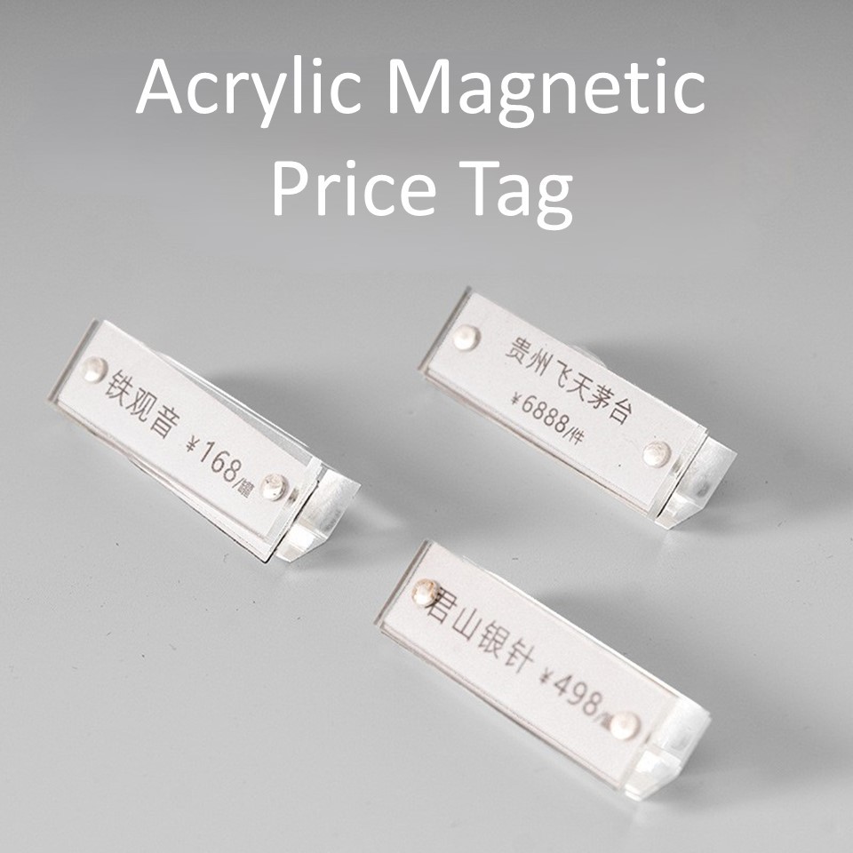 Mini Acrylic Price Tag holder Sign Display Holder Double Magnet ...
