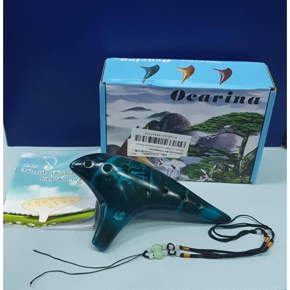 Ocarina Classic 12 Hole Ceramic Musical Instruments + Bag + Free ...